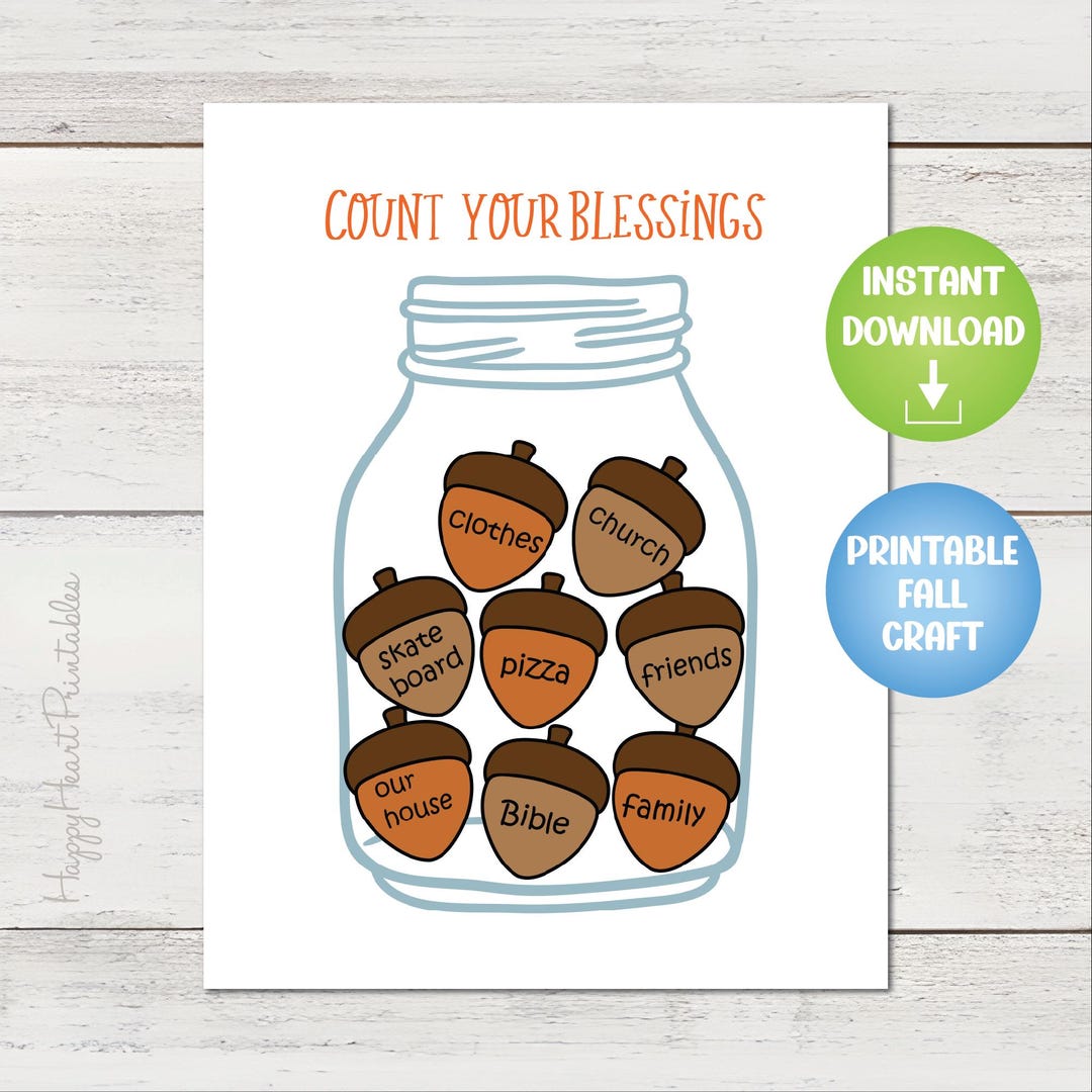 Count Your Blessings Thankfulness Craft - Printable Craft Template - Etsy
