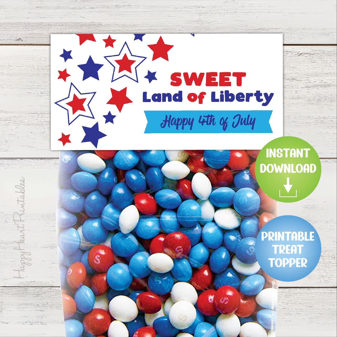 Fourth of July Treat Bag Topper - Patriotic Tag - Etsy