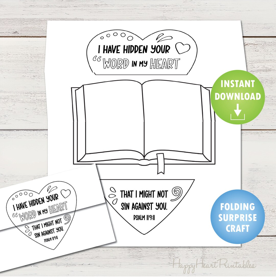 Hide God's Word in Your Heart Folding Surprise Bible Craft - Etsy