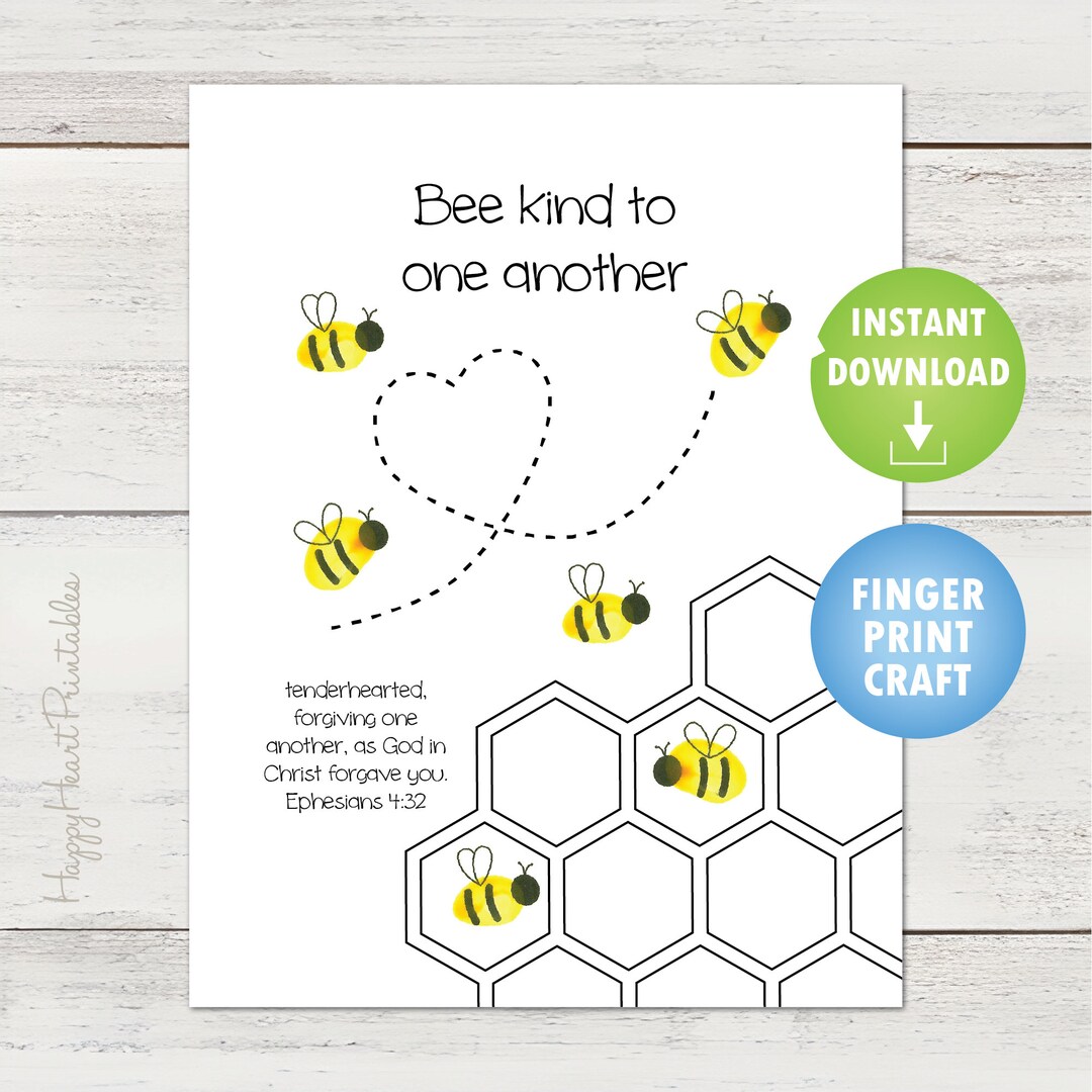 Fingerprint Bee Bible Craft - Bee Kind - Etsy