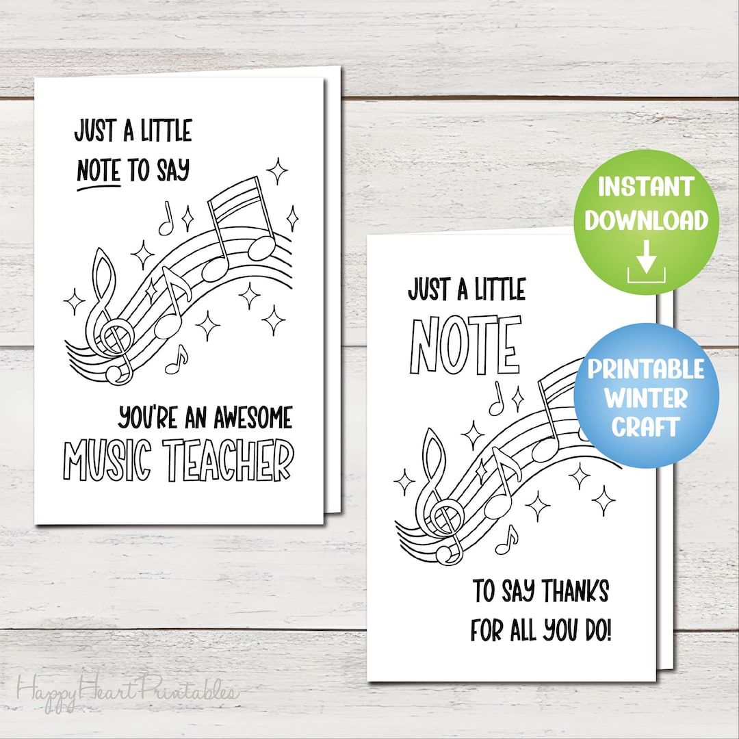 Music Teacher Appreciation Printable Card - Etsy