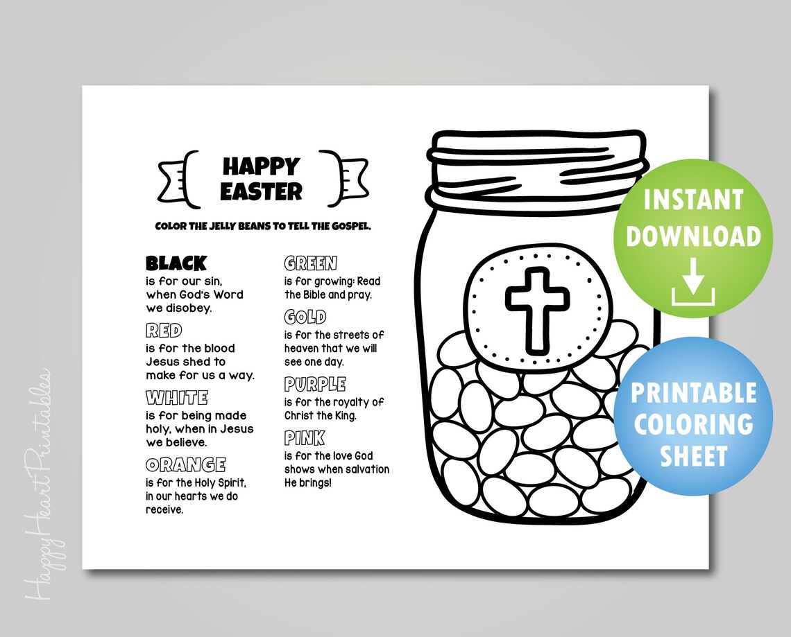 Jelly Bean Gospel Coloring Sheet Easter | Etsy