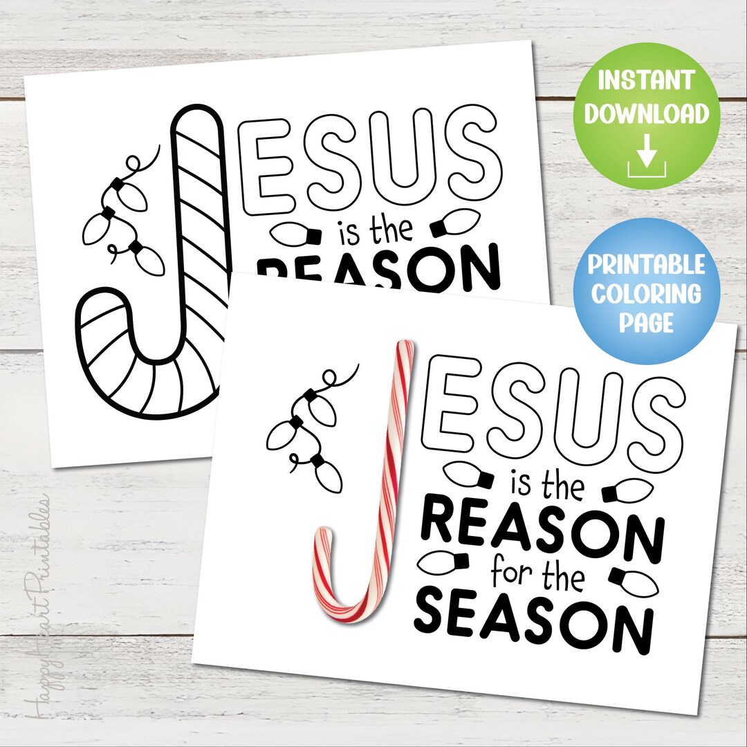 Christian Christmas Candy Cane Coloring Page - Etsy