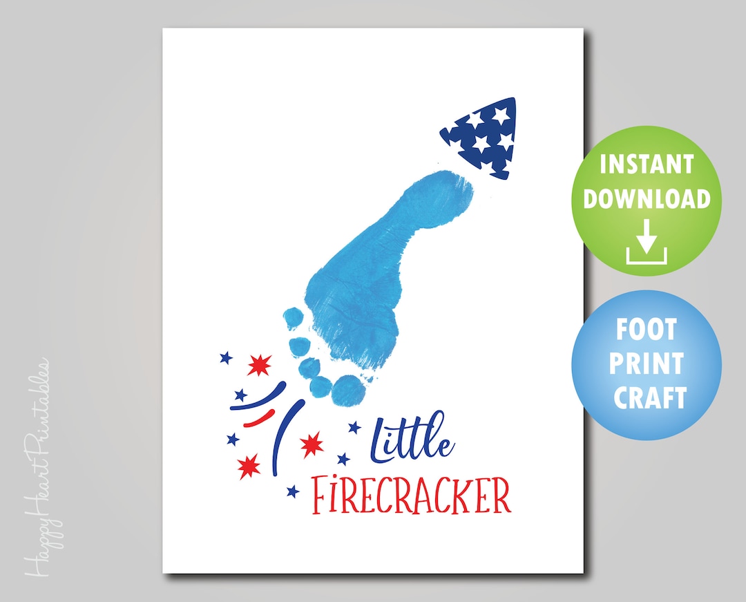Little Firecracker Footprint Printable Craft Template - 4th of July ...