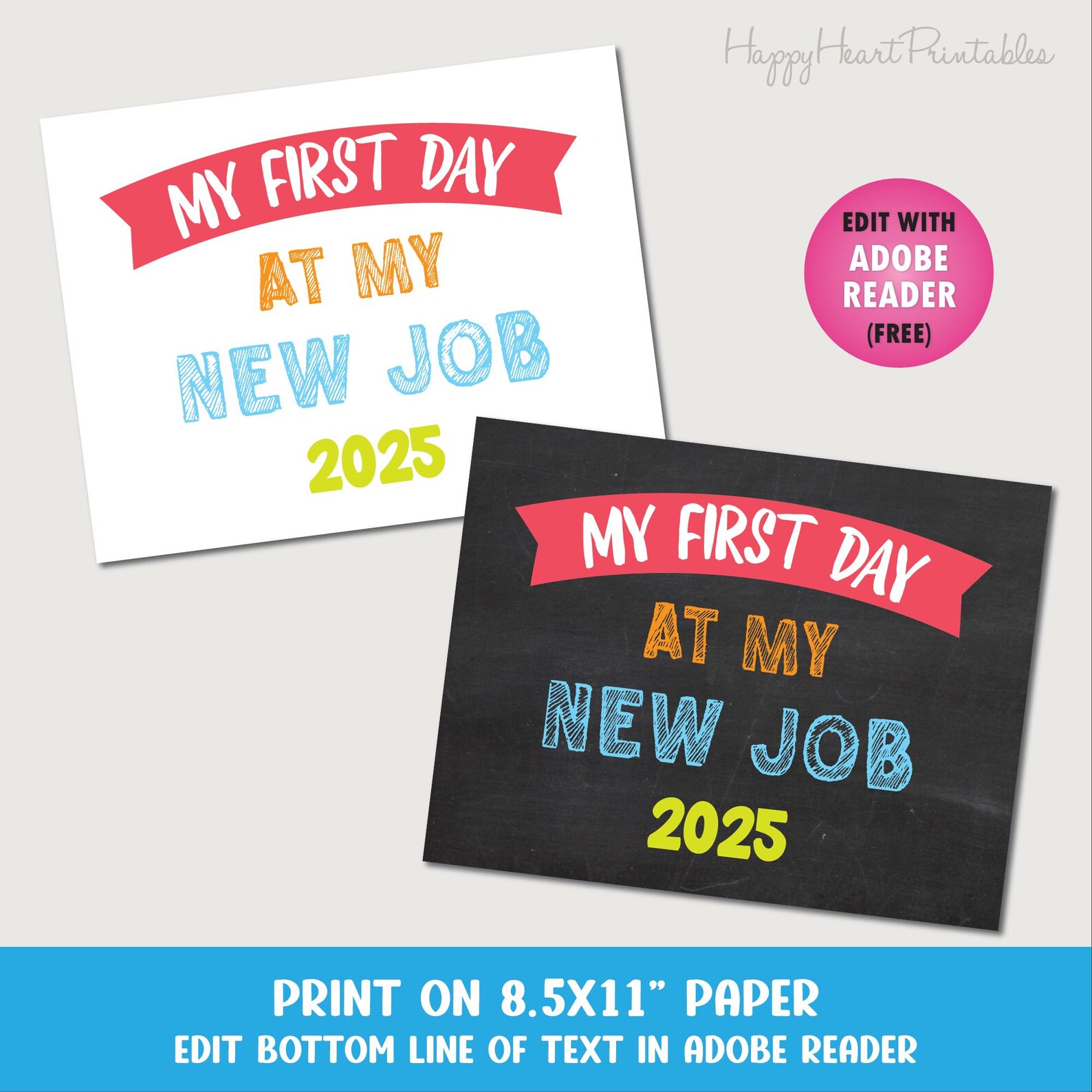 Printable First Day of My New Job Sign - Etsy