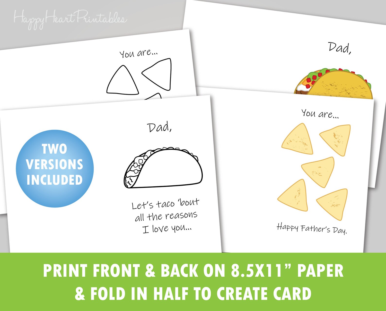 Father's Day Printable Taco Card Fill in the Blank Card - Etsy
