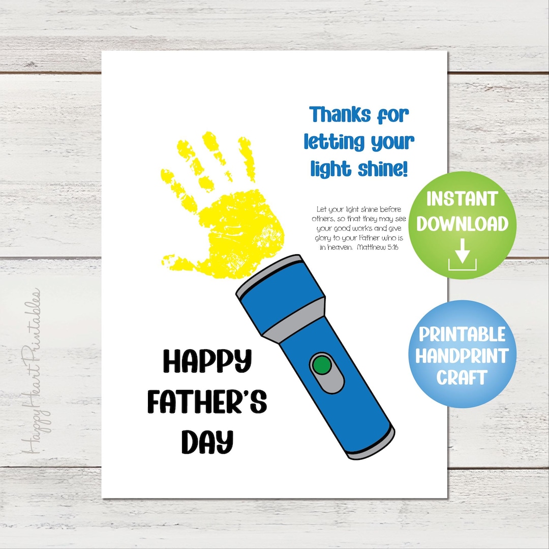 Flashlight Father's Day Handprint Craft - Let Your Light Shine - Etsy