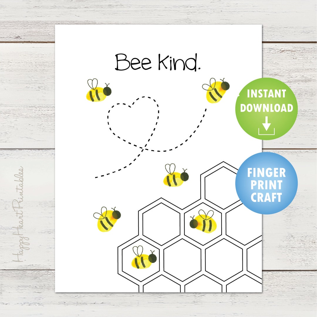Fingerprint Bee Craft Printable Template - Etsy