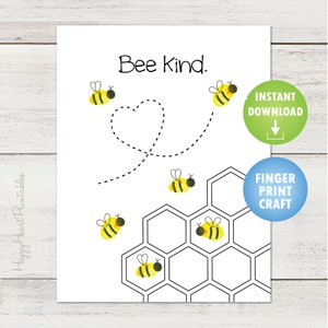 Fingerprint Bee Craft Printable Template - Etsy