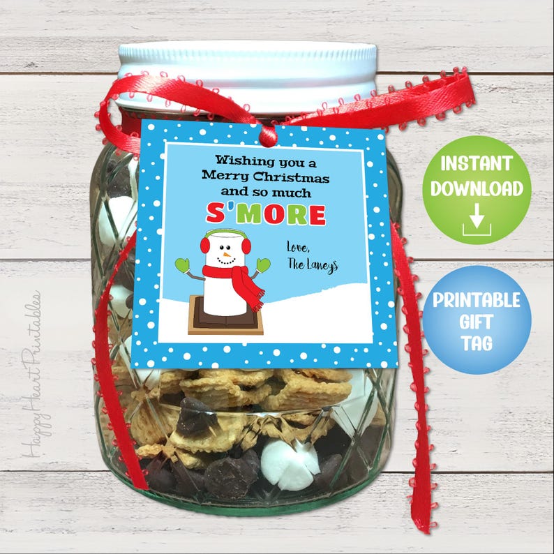 Christmas Smore Treat Tag - Christmas Favor Tag - Etsy