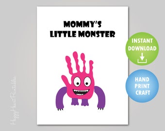 Mommy's Little Monster Handprint Art Monster Handprint Printable Craft ...