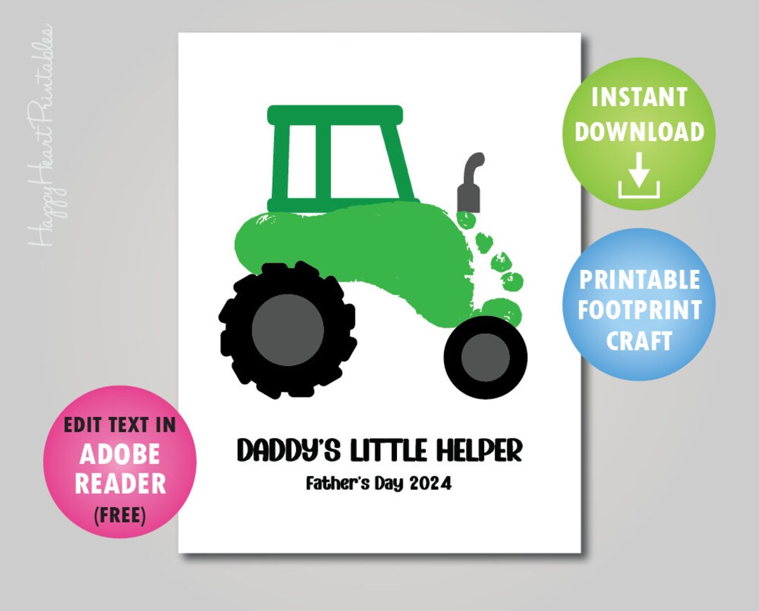 Footprint Tractor - Printable Father's Day Crfat - Etsy