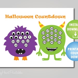 Printable Halloween Countdown With Monsters - Etsy