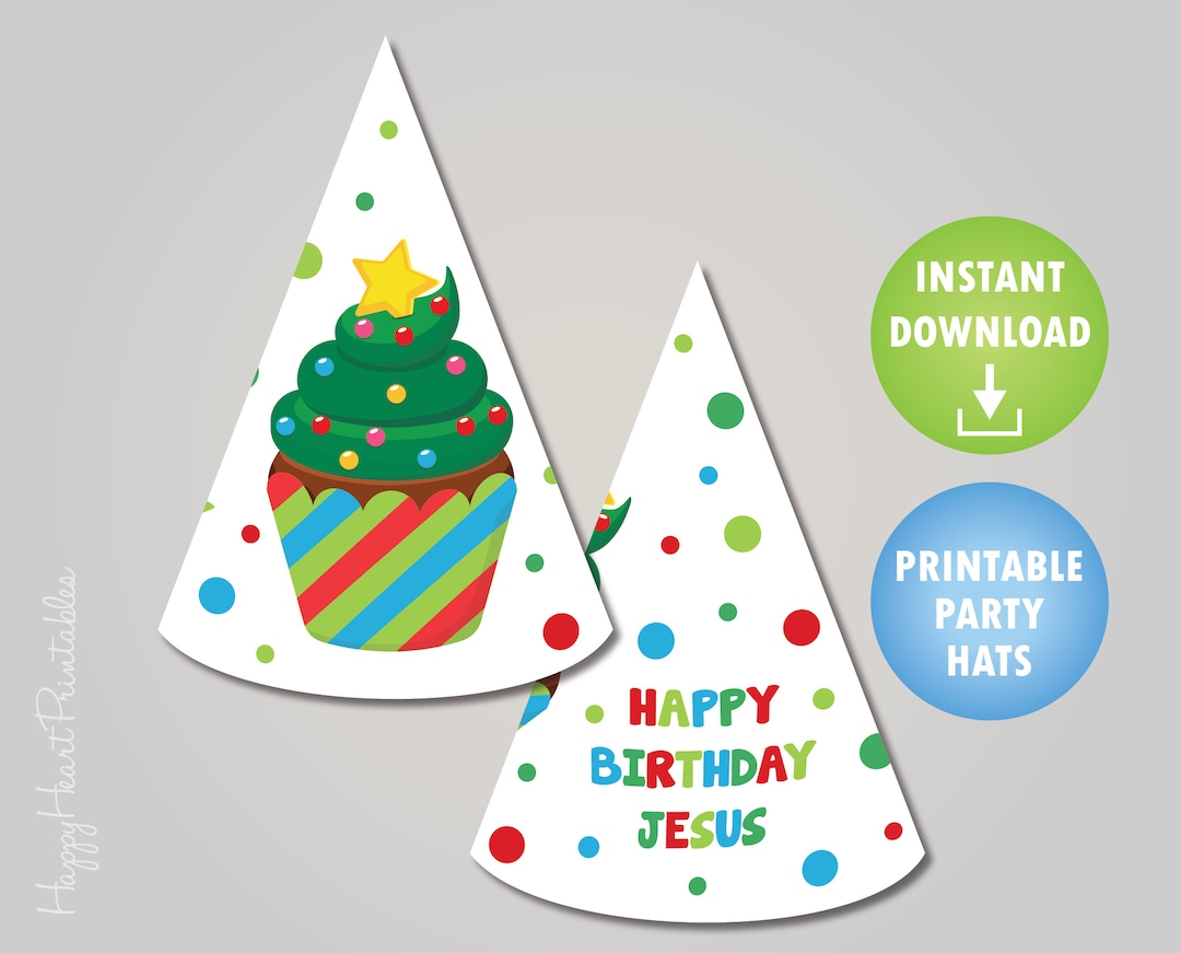 Happy Birthday Jesus Printable Party Hats - Etsy