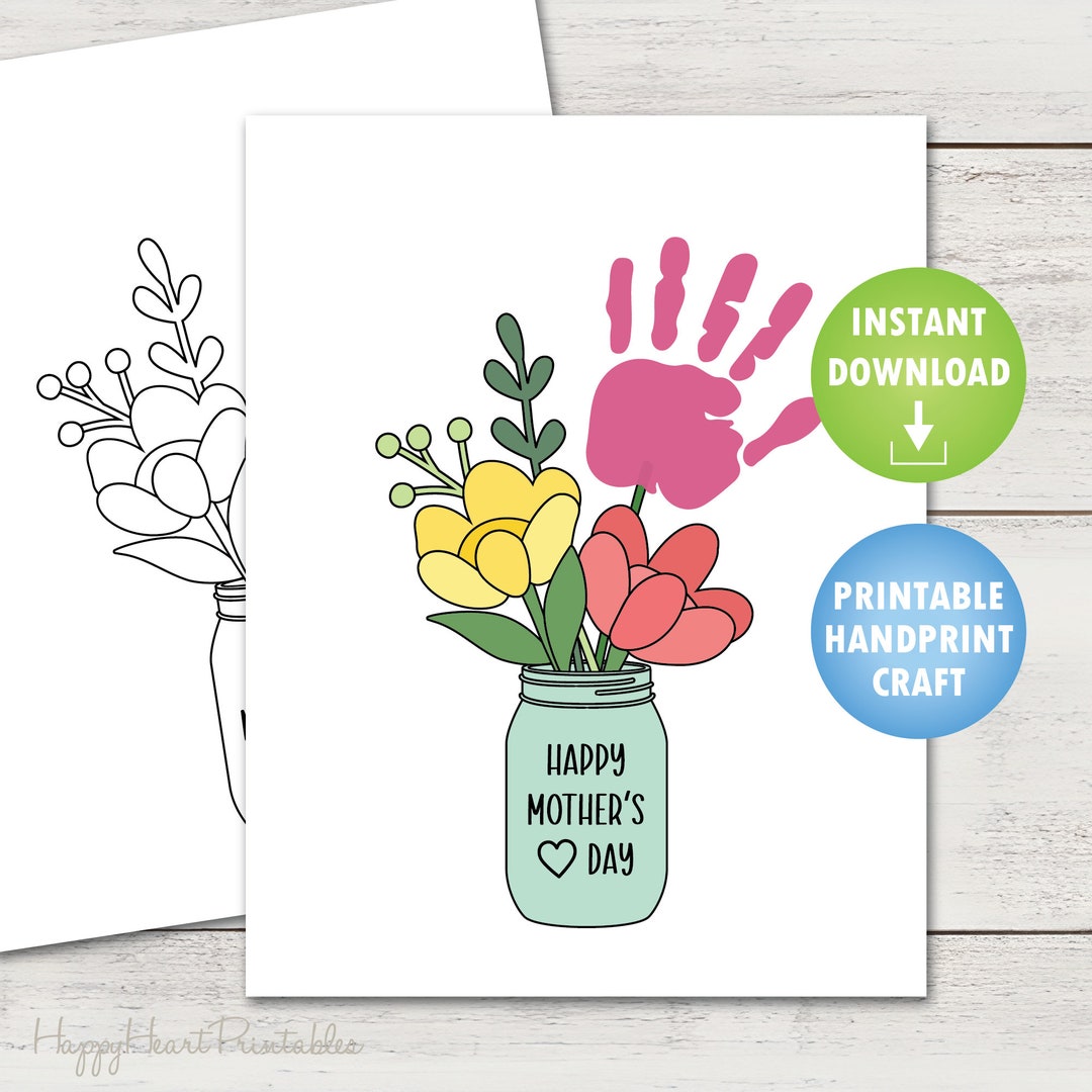 Mother's Day Handprint Flower Craft - Etsy