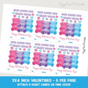 God Loves You Beary Much Printable Valentines - Etsy