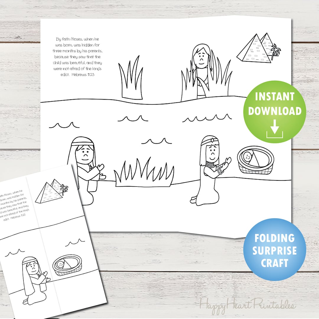 Baby Moses in a Basket Folding Surprise Bible Craft - Etsy