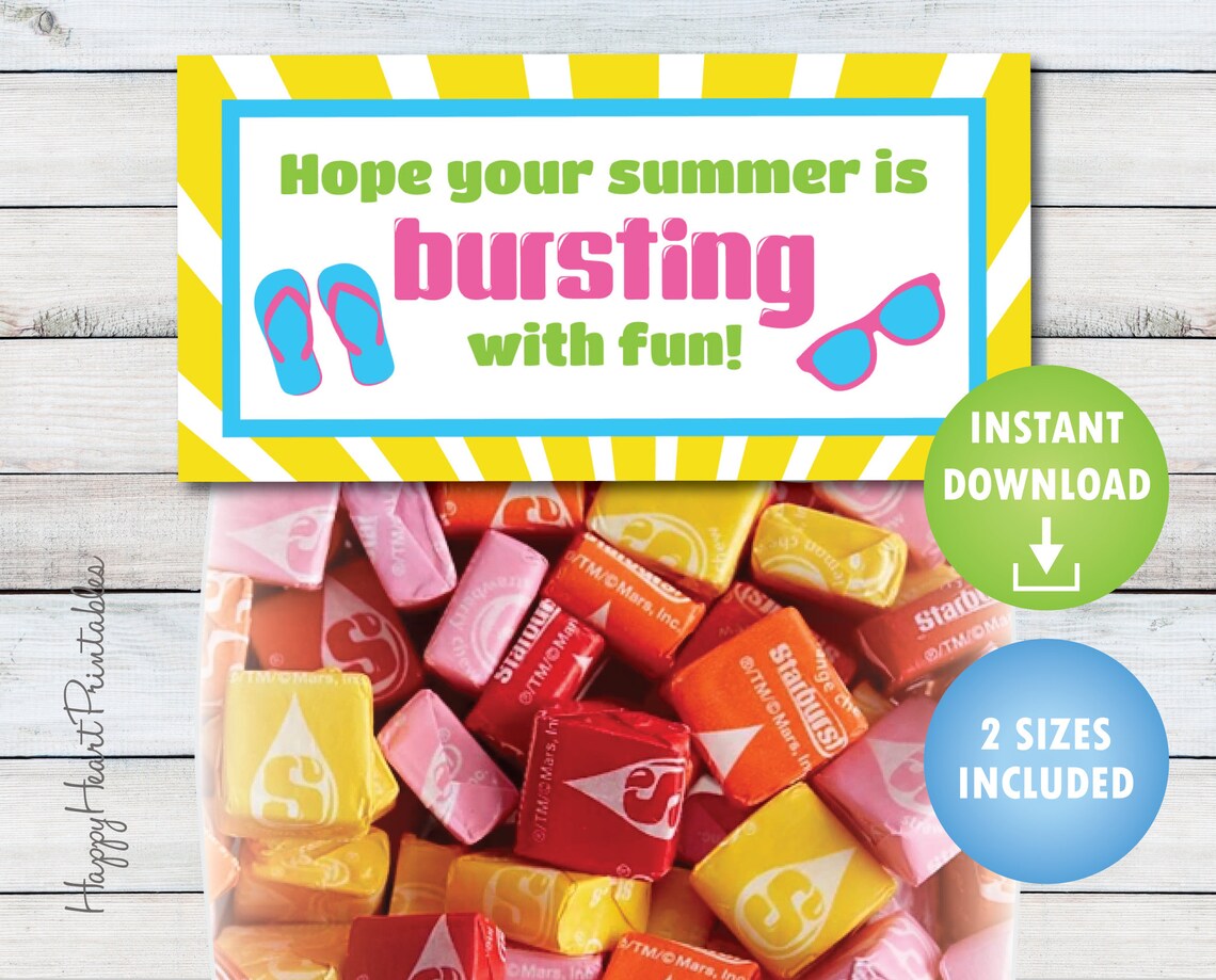 Summer Candy Treat Bag Topper - Etsy