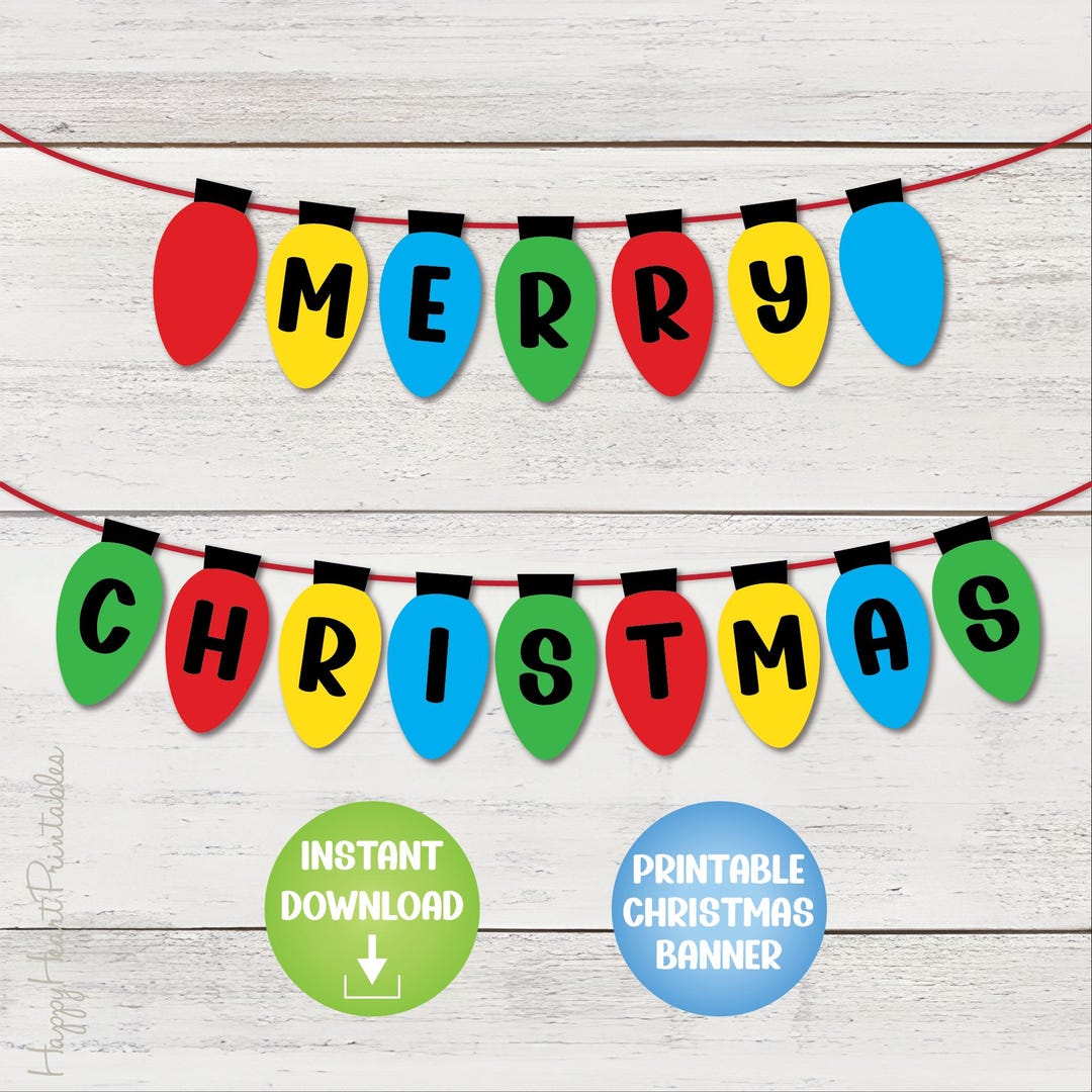 Printable Christmas Lights Banner - Merry Christmas - Etsy