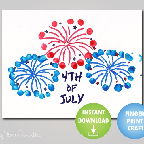 Printable Firework Craft 4th of July Fingerprint Art - Etsy