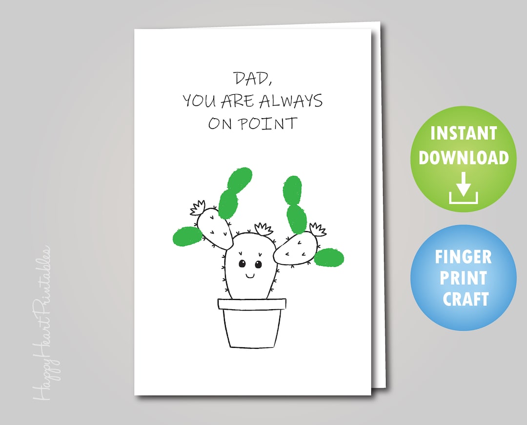 Father's Day Fingerprint Cactus Card - You Are Always on Point - Etsy