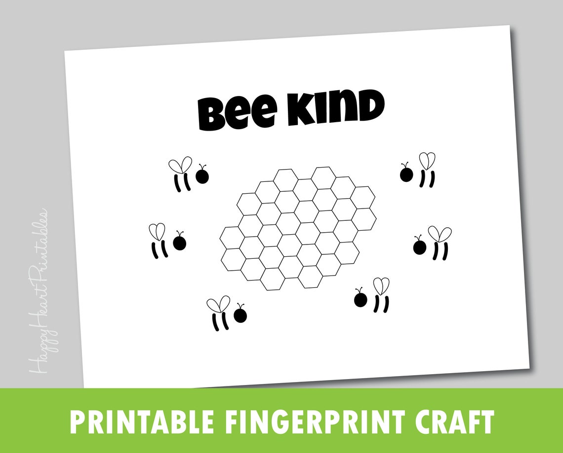 Fingerprint Bee Craft Printable Template - Etsy Hong Kong