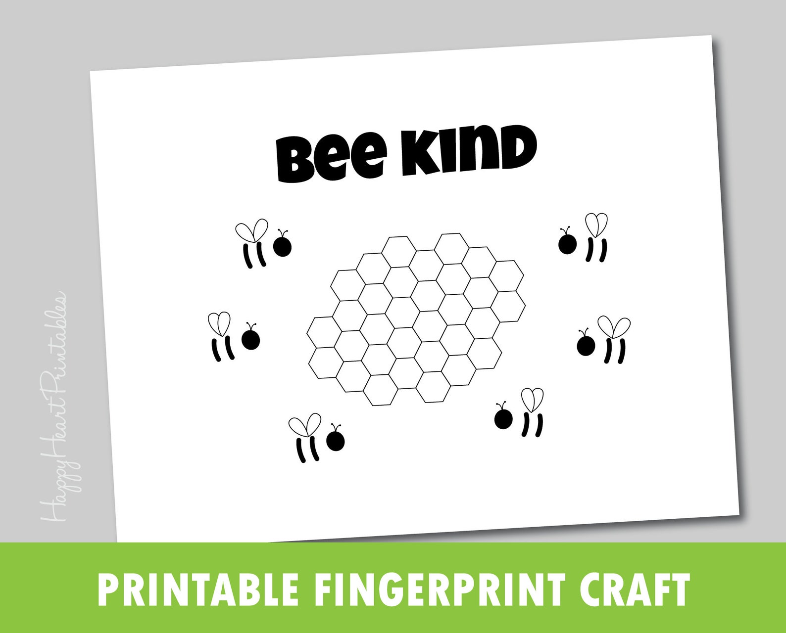 Fingerprint Bee Craft Printable Template | Etsy
