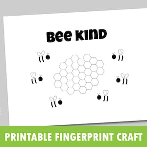 Fingerprint Bee Craft Printable Template - Etsy