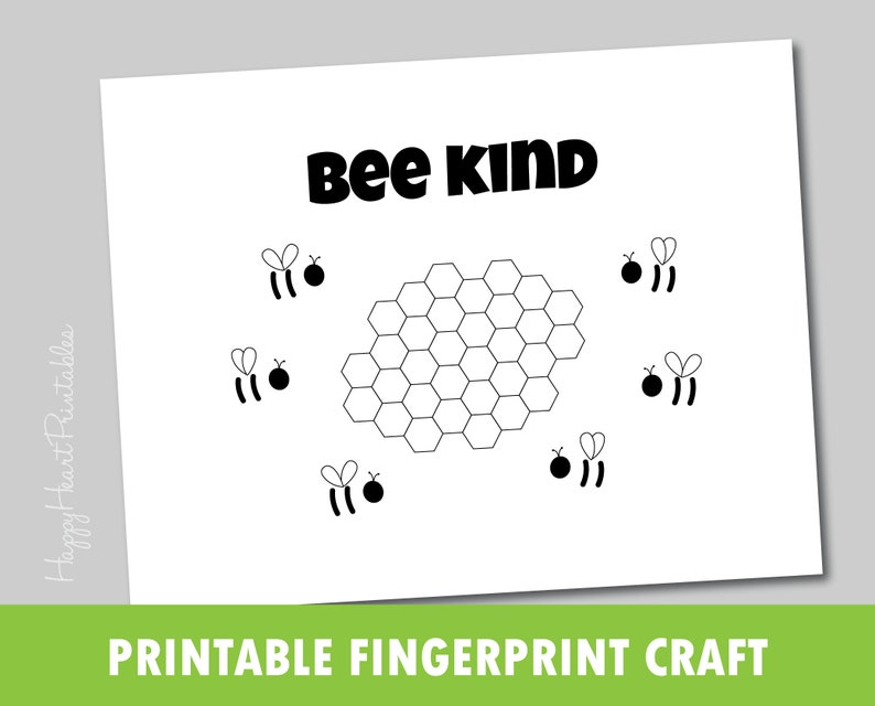 Fingerprint Bee Craft Printable Template | Etsy