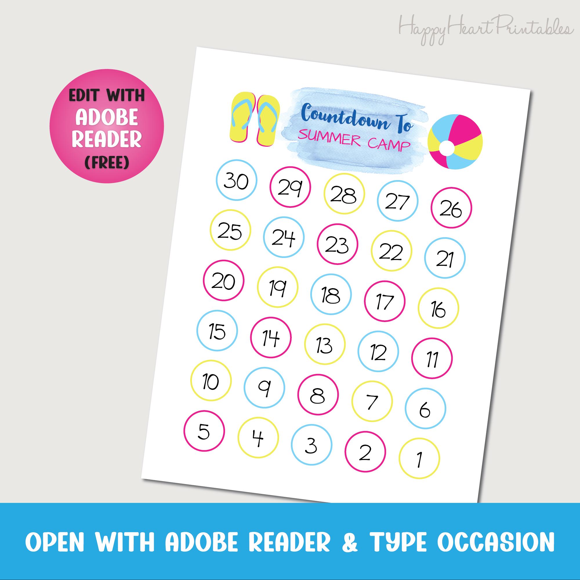Printable Beach Countdown - Editable Title - Etsy