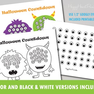 Printable Halloween Countdown With Monsters - Etsy