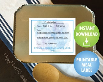 Printable Meal Label - Meal Delivery Note - Meal Train Sticker - Arrow ...
