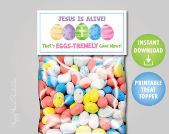 Christian Easter Treat Bag Toppers Printable, He is Risen Jesus Easter ...