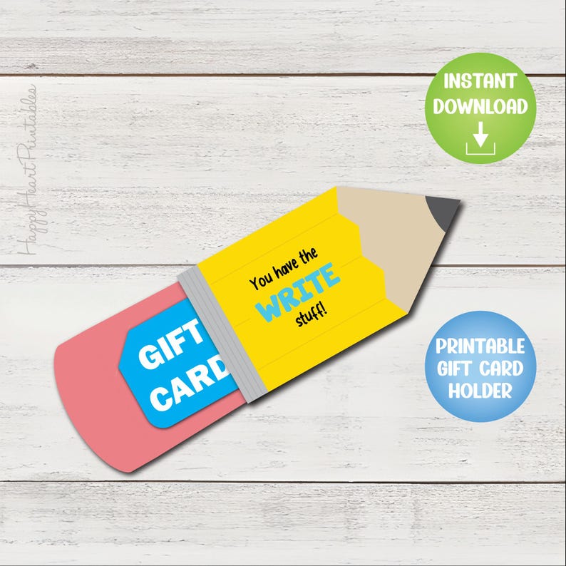 Printable Pencil Gift Card Holder for Teacher - Etsy
