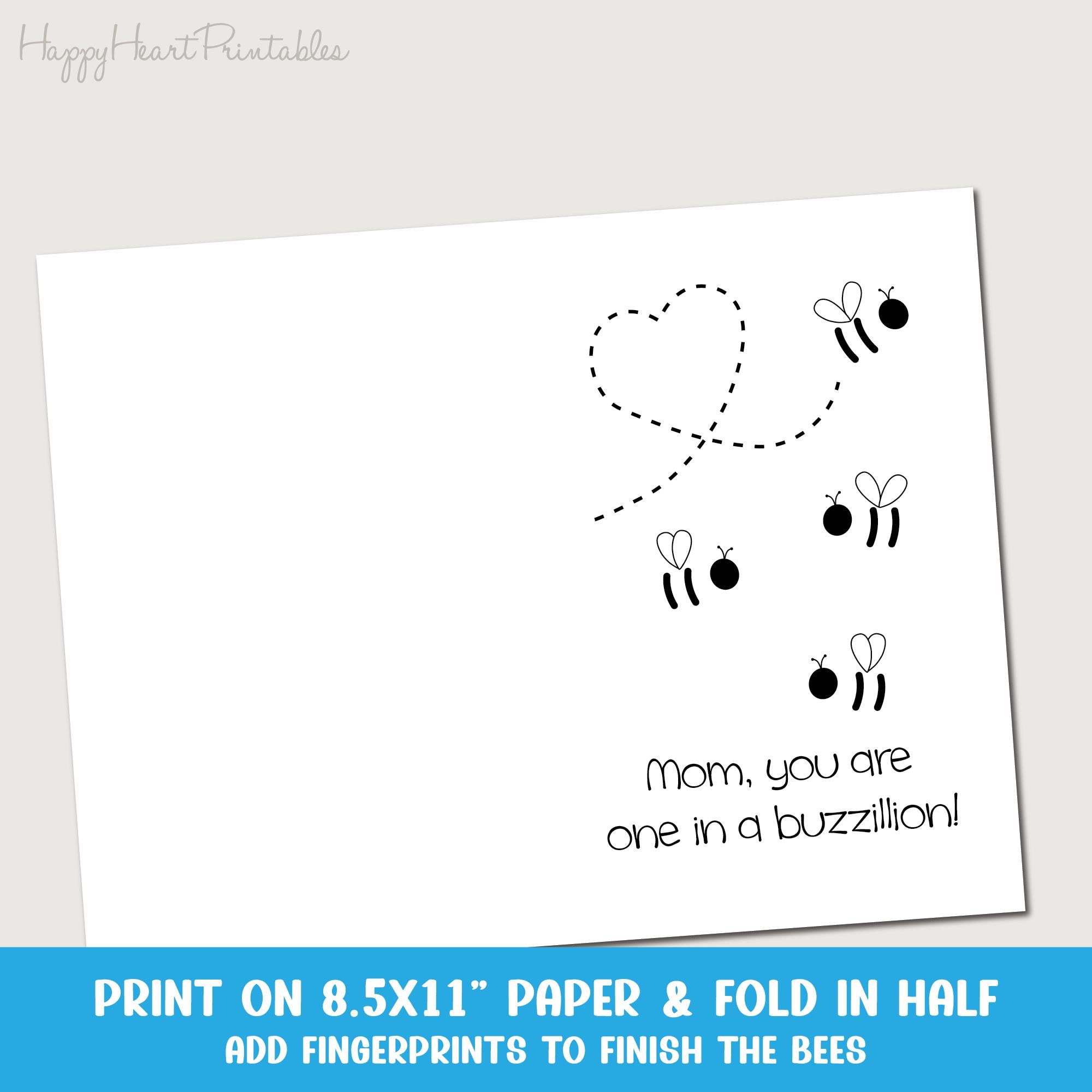 Fingerprint Bee Printable Mother's Day Card - Etsy
