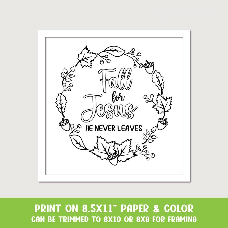 Fall for Jesus Printable Coloring Page - Etsy