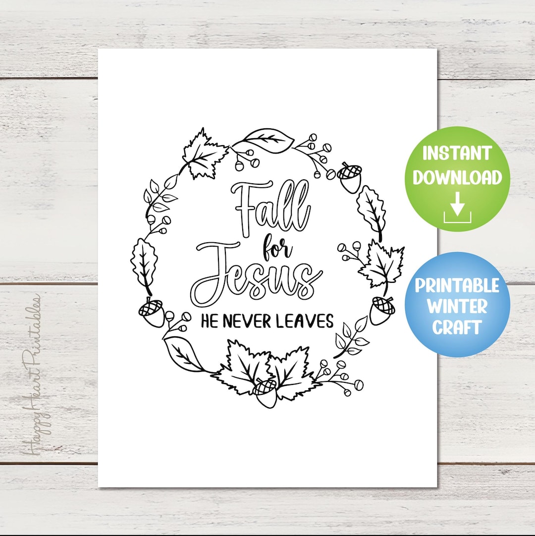 Fall for Jesus Printable Coloring Page - Etsy