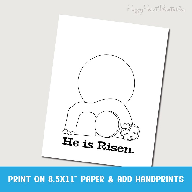 Easter Handprint Art Template - He is Risen Craft - Etsy