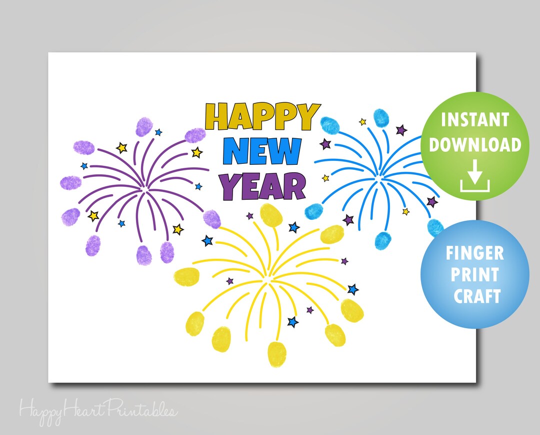 New Years Eve Fingerprint Firework Printable Craft - Etsy