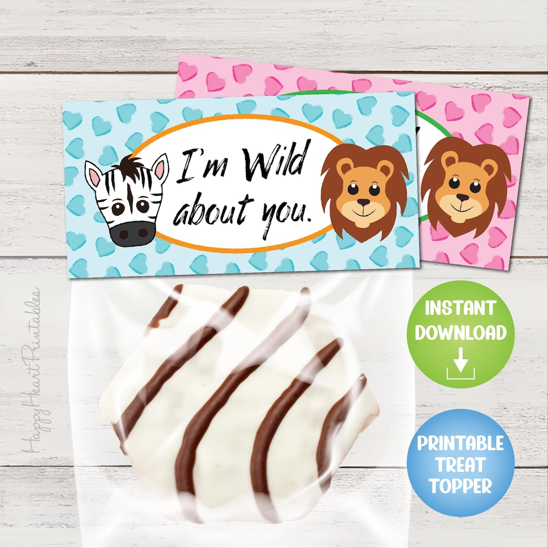 Wild About You Printable Valentine's Day Treat Bag Topper - Etsy