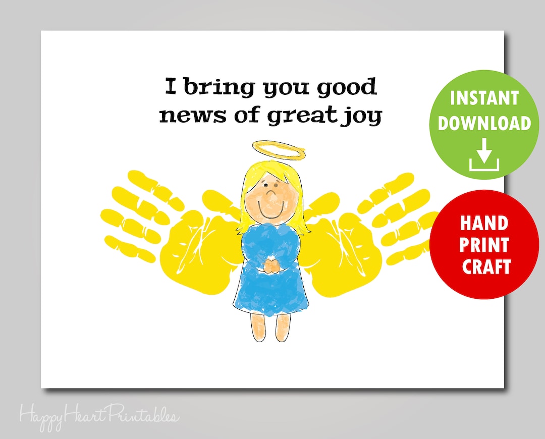 Handprint Angel Craft Printable Template - Christmas Handprint Art - Etsy