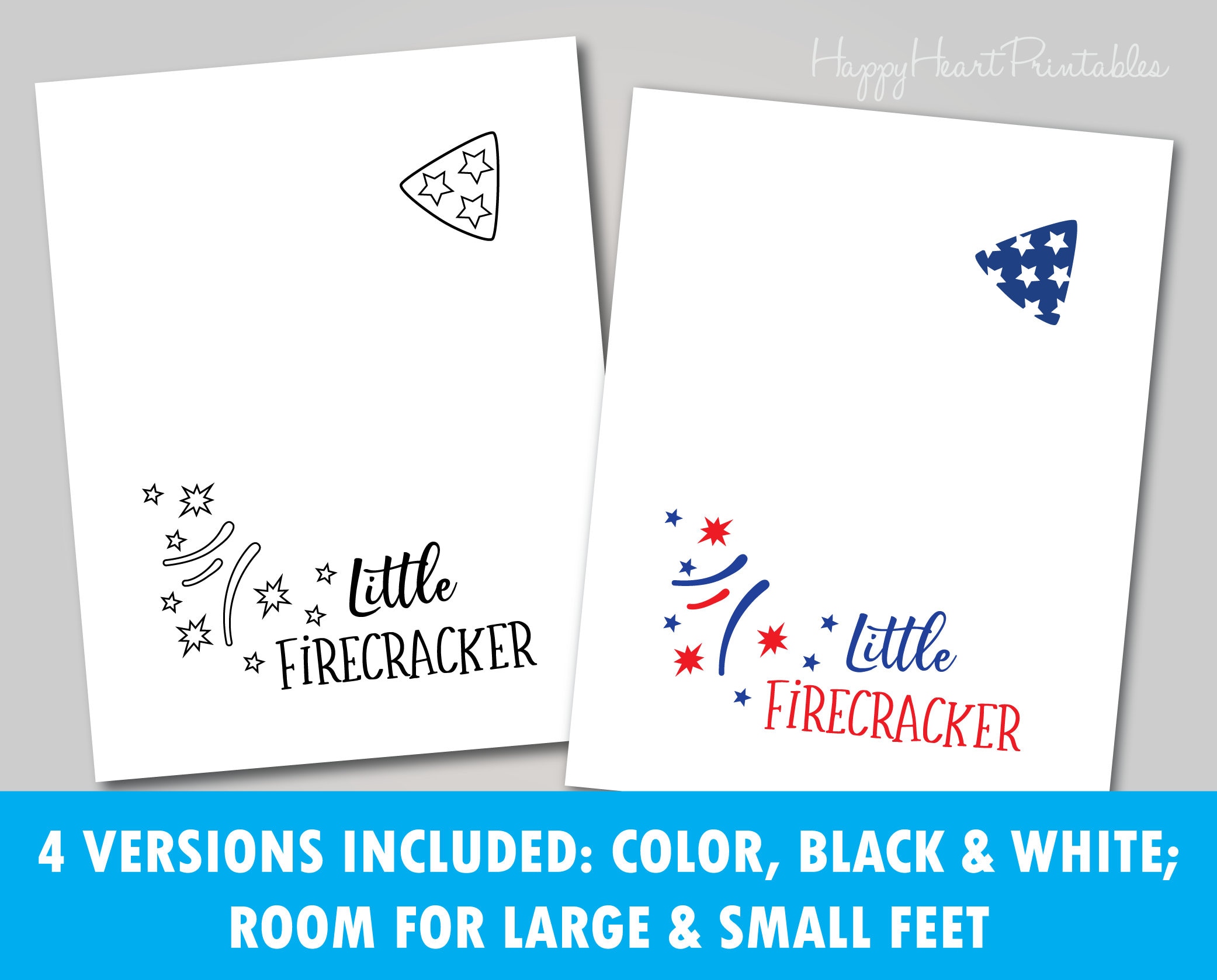 Little Firecracker Footprint Printable Craft Template 4th of - Etsy