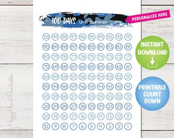 100 Day Countdown Tracker | Instant Download Printable PDF | Wedding ...