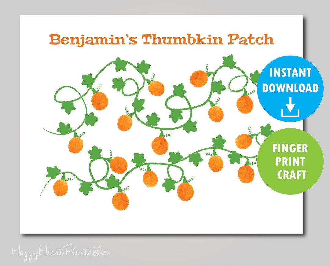 Fall Fingerprint Art - Thumbkin Patch - Printable Pumpkin Patch ...