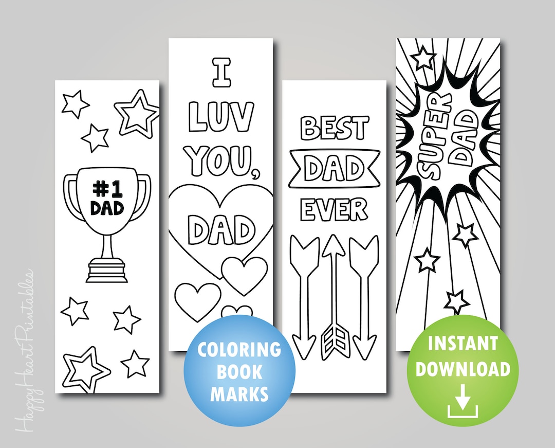 Dad Printable Coloring Bookmarks - Etsy