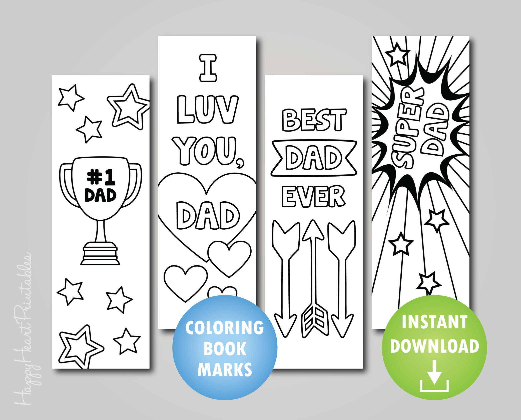 Dad Printable Coloring Bookmarks - Etsy