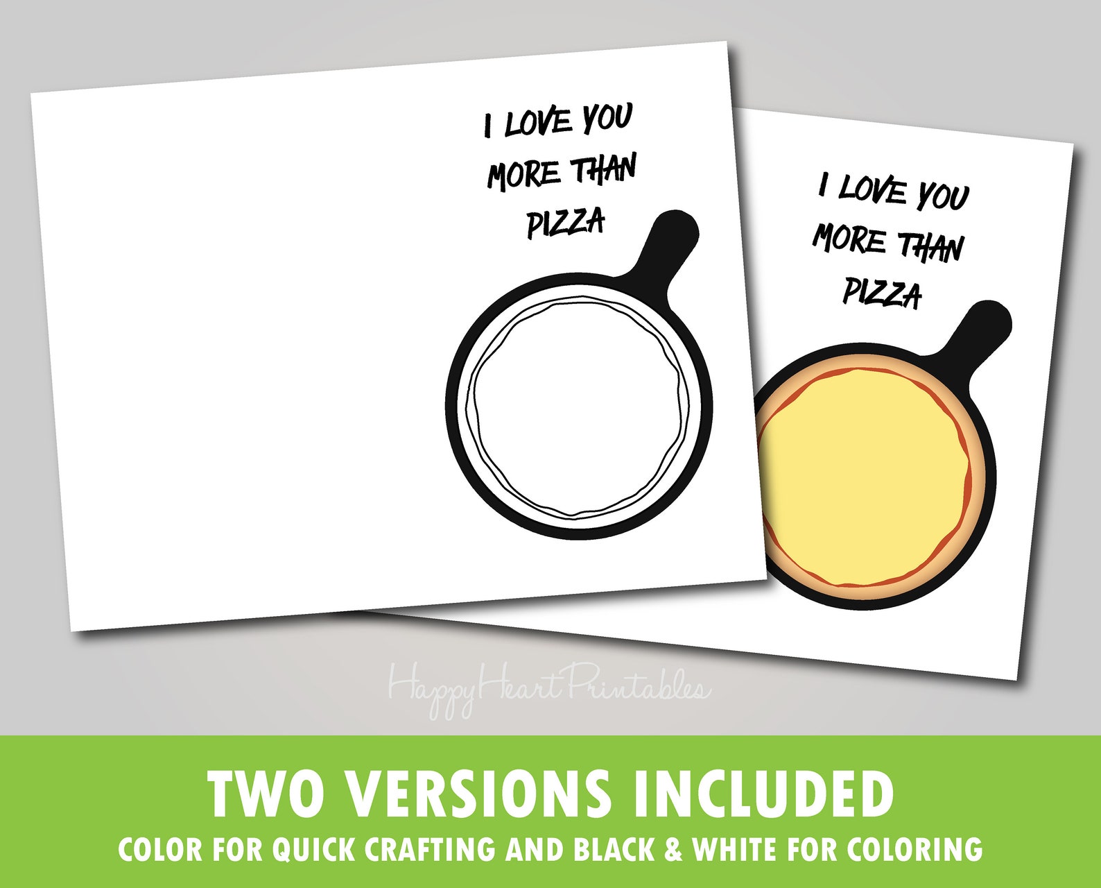 Pizza Fingerprint Card Printable Pizza Birthday Card I | Etsy