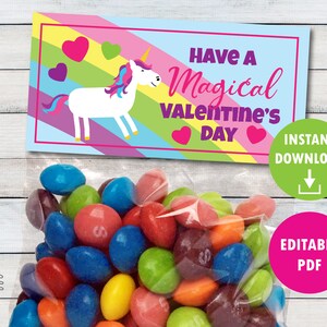 Unicorn Valentine Topper Unicorn Valentine Treat Bag Topper - Etsy
