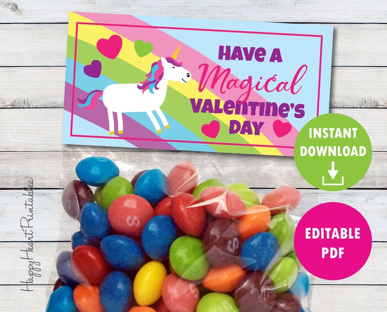 Unicorn Valentine Topper Unicorn Valentine Treat Bag Topper - Etsy