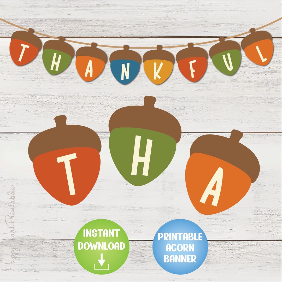 Printable Acorn THANKFUL Banner - Etsy